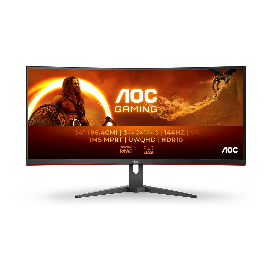 AOC Monitor 34 cale CU34G2XE 34 cale VA Zakrzywiony 144Hz HDMI DP ...