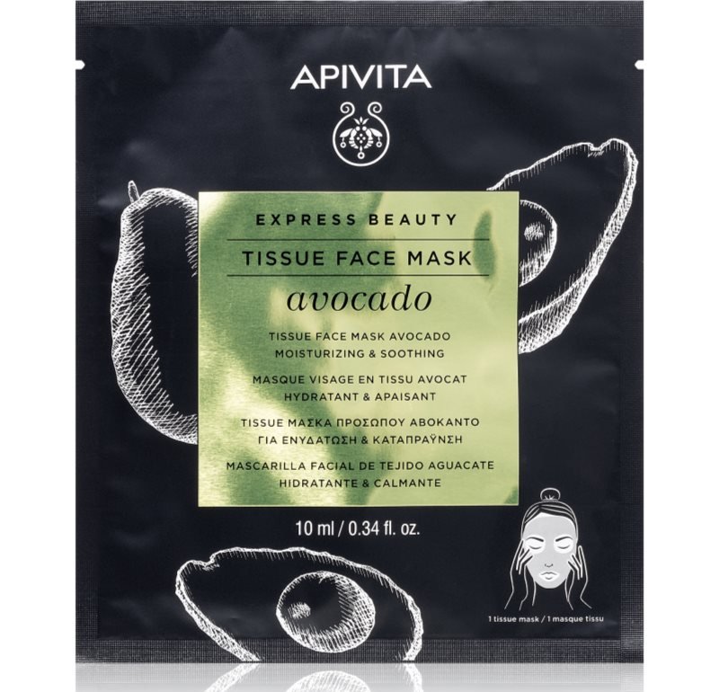 Apivita Express Beauty Avocado maska nawilżająca w płacie do łagodzenia ...