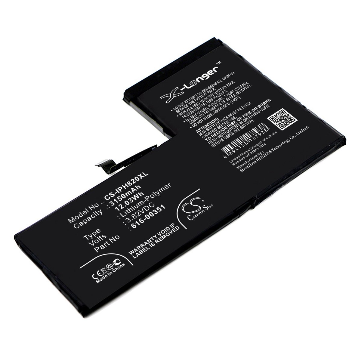 Apple iPhone X / 616-00351 3150mAh 12.03Wh Li-Polymer 3.82V (Cameron Sino) - Cameron Sino ...
