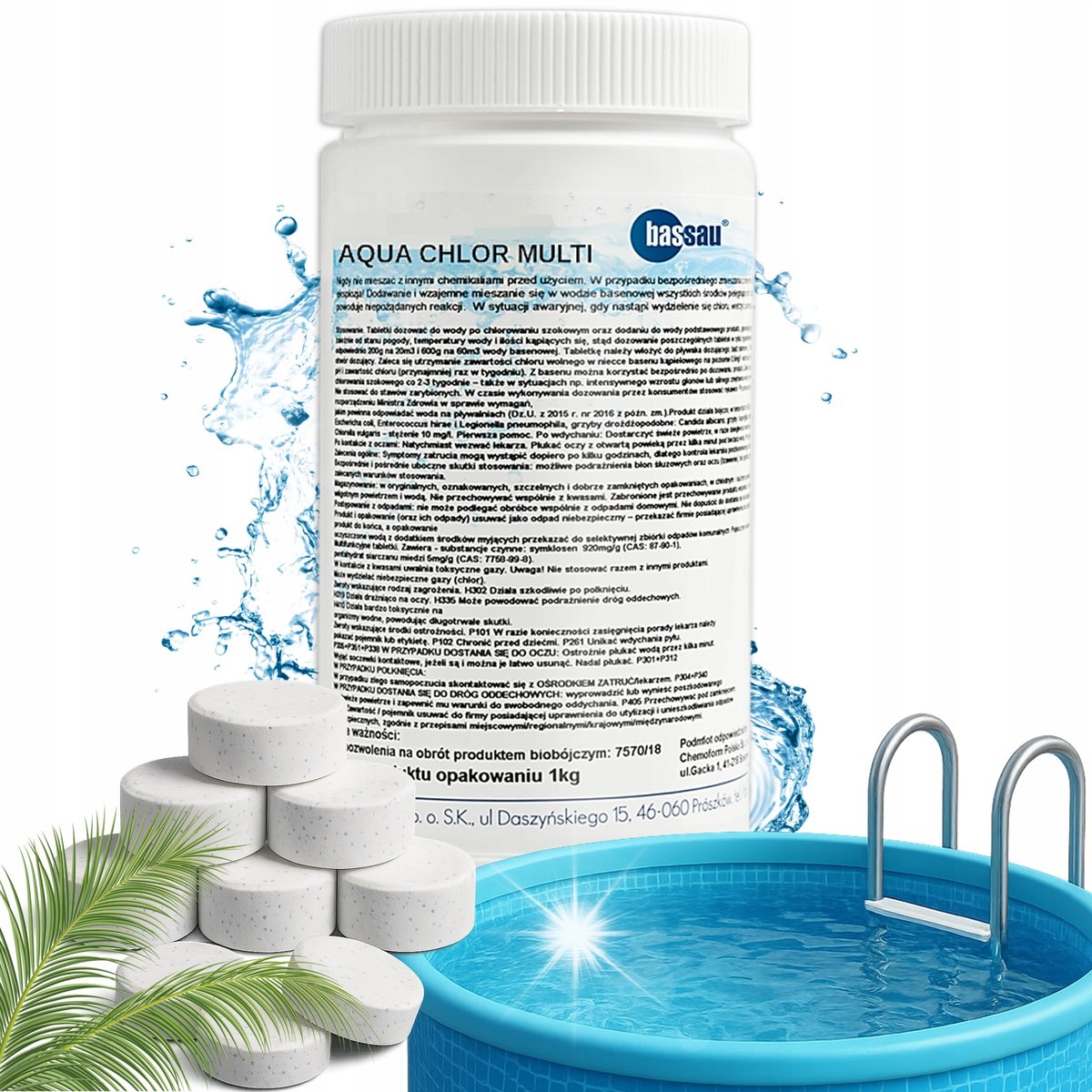 AQUA CHLOR MULTI 20g Wielofunkcyjne Tabletki do basenu Chemia Basenowa ...