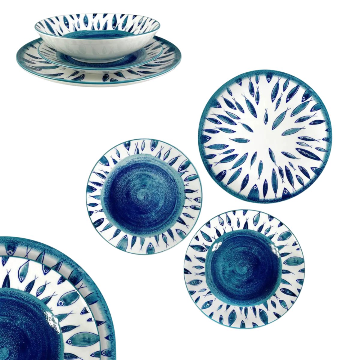ARCA Komplet Zestaw Obiadowy Fish 3 el. 1 osoba Porcelana - Inna marka ...
