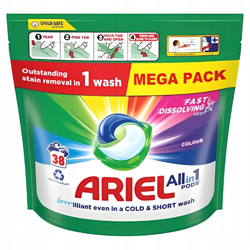 Ariel All in1 Pods COLOUR Kapsułki do Prania Tkanin Kolorowych 38 Sztuk ...