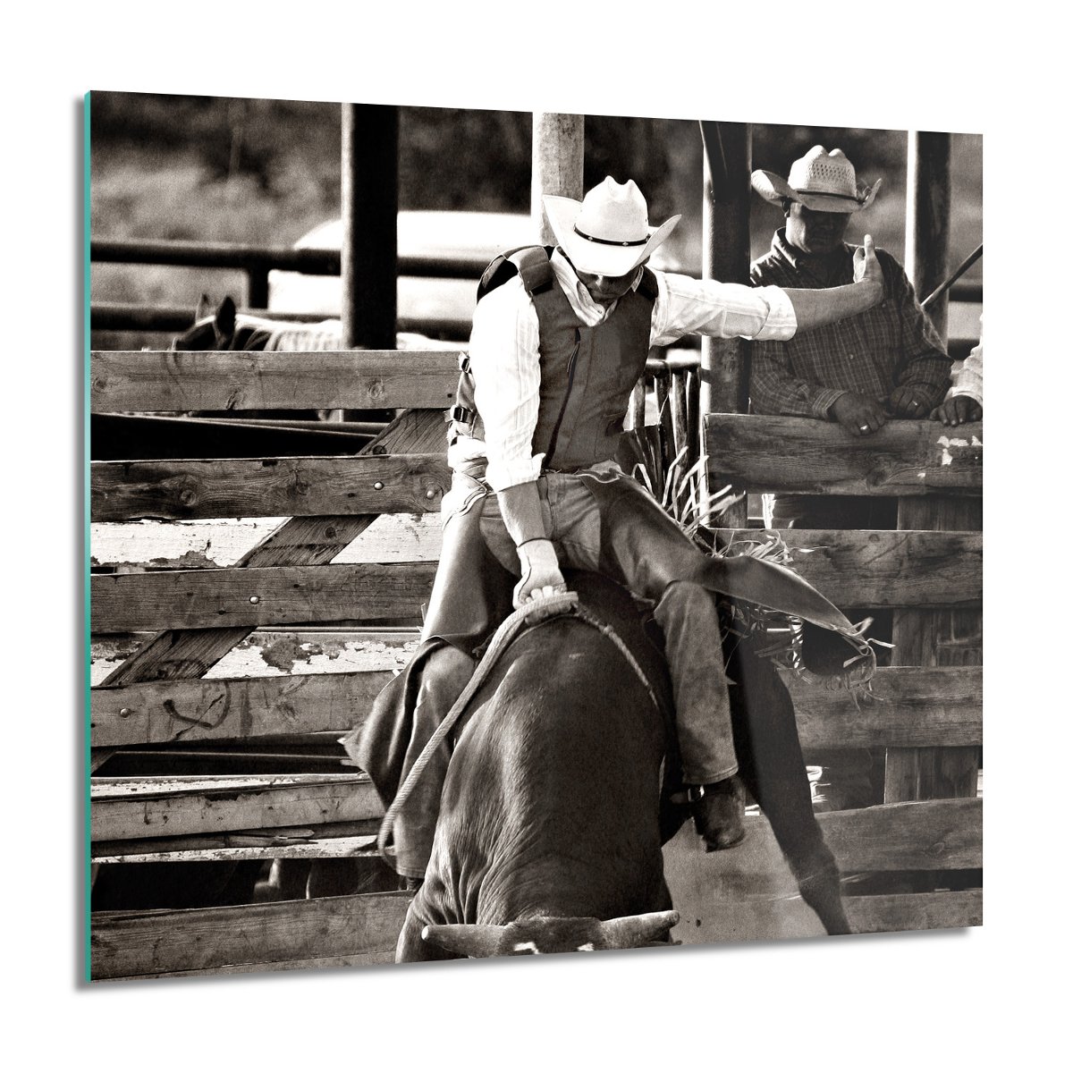 ArtprintCave, Byk rodeo kowboj Obraz szklany na ścianę, 60x60 cm ...