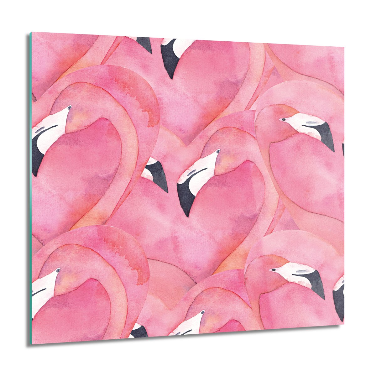 ArtprintCave, Flamingi serce wzór grafika Obraz szklany, 60x60 cm ...