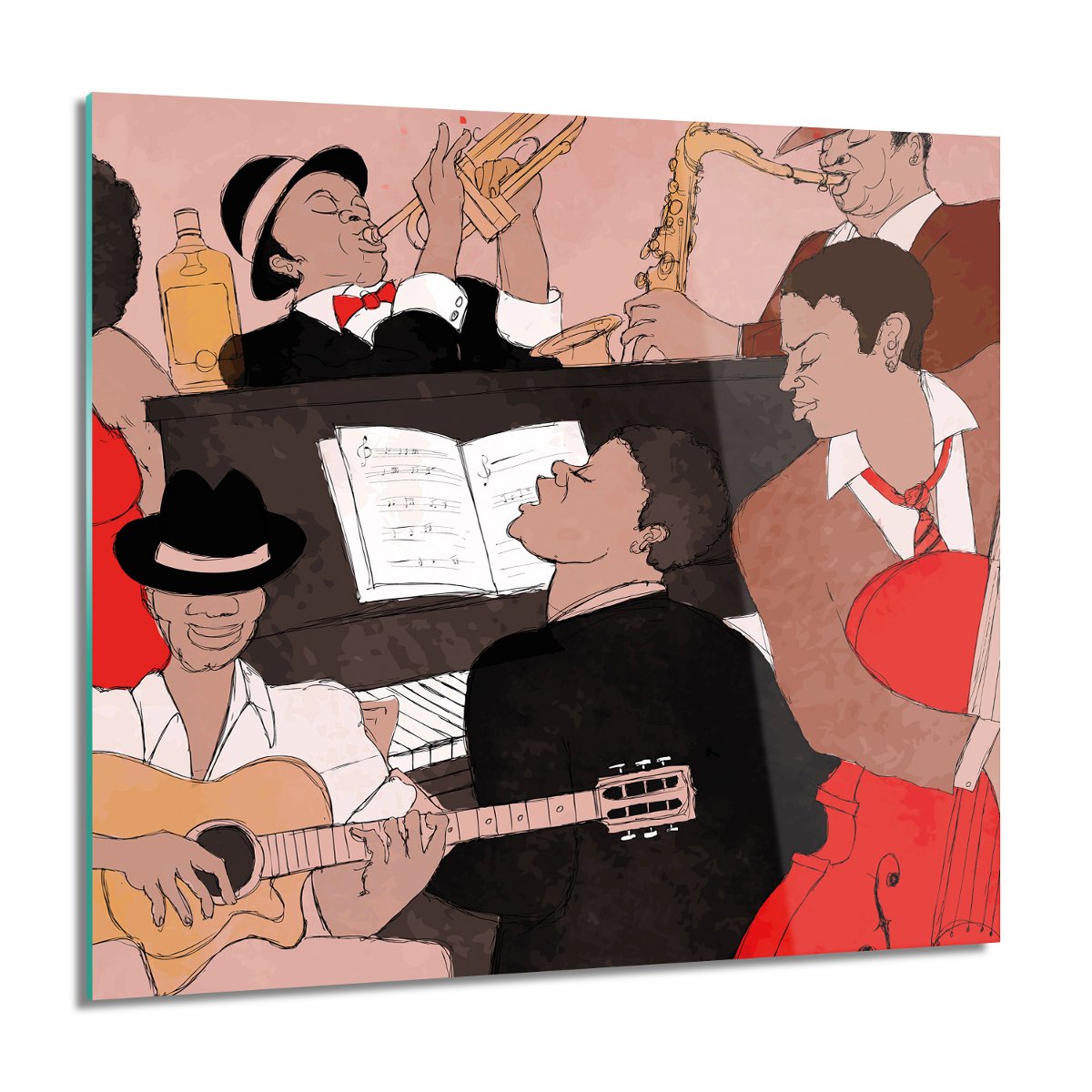 ArtprintCave, Jazz zespół muzyka Obraz szklany ścienny, 60x60 cm ...