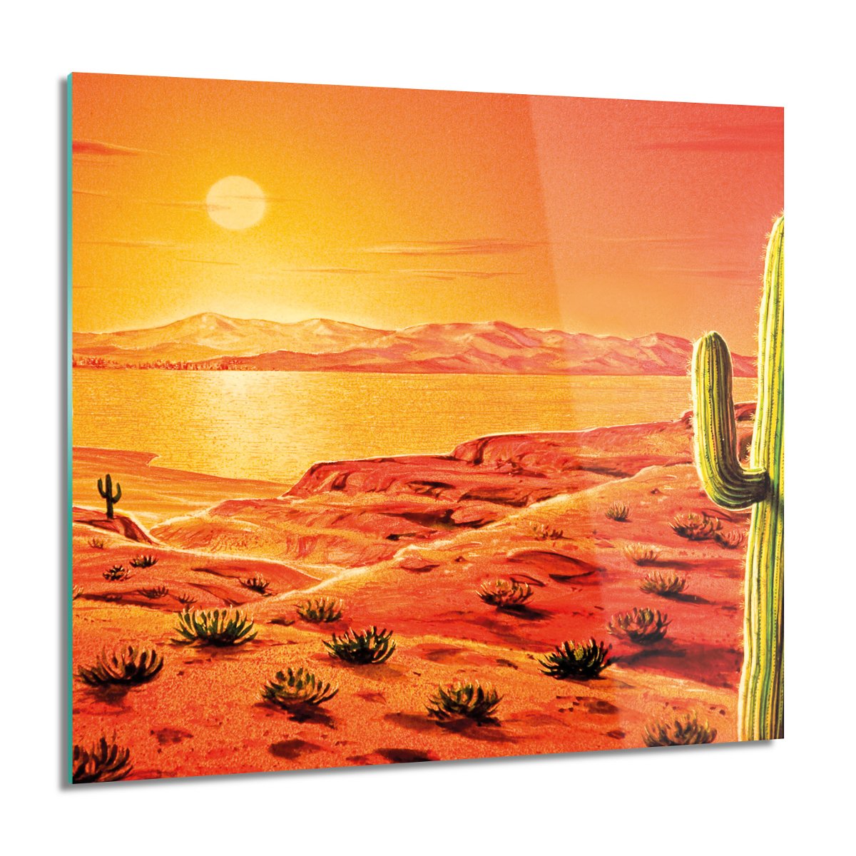 ArtprintCave, Kaktus widok rysunek Obraz szklany na ścianę, 60x60 cm ...