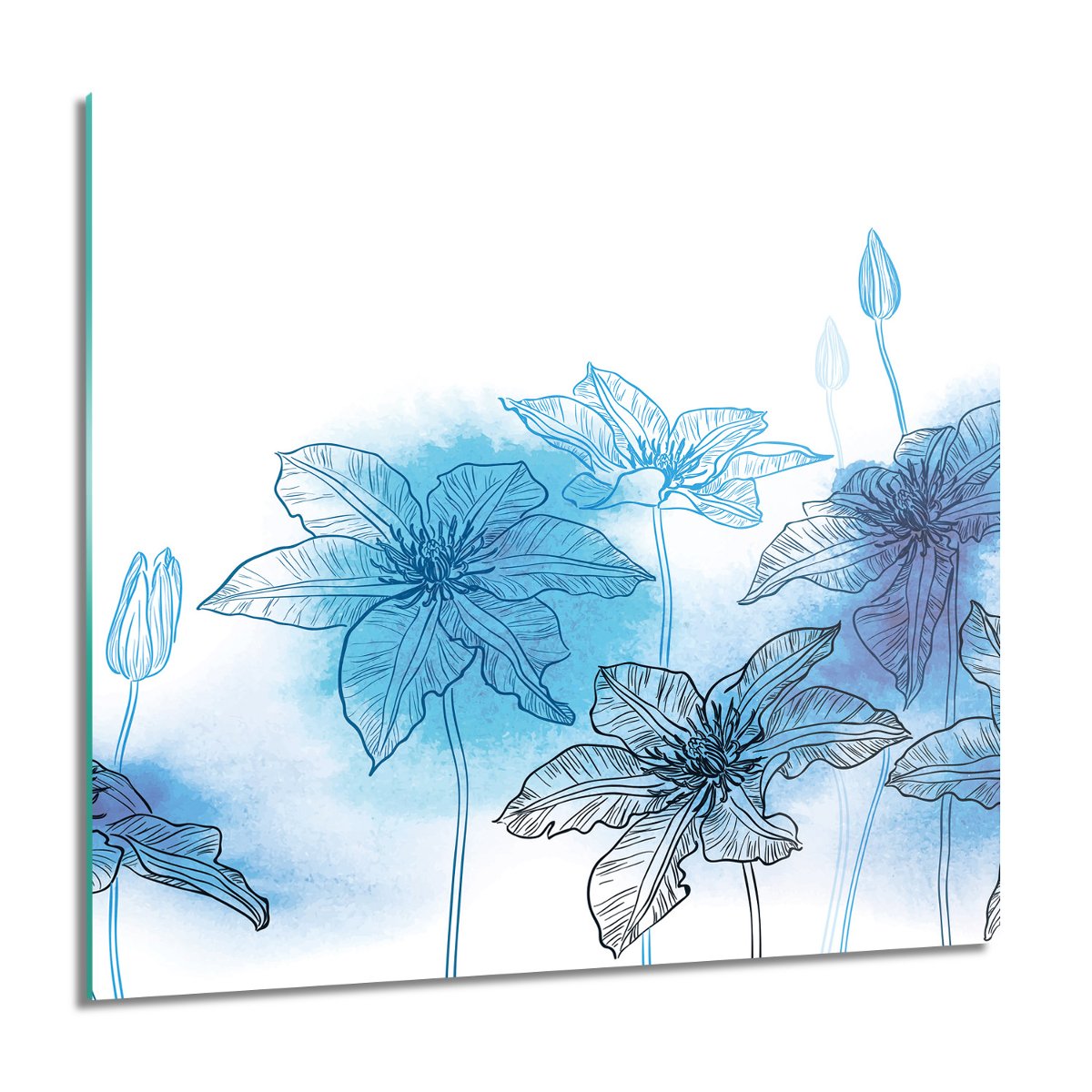 ArtprintCave, Kwiaty akwarela nowoczesne obraz na szkle, 60x60 cm ...