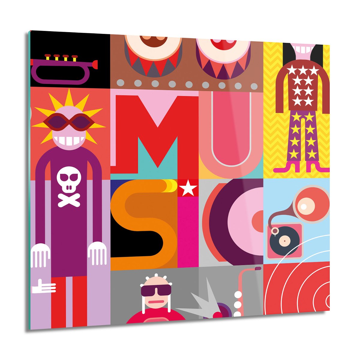 ArtprintCave, Muzyka pop art kwadrat obraz szklany ścienny, 60x60 cm ...