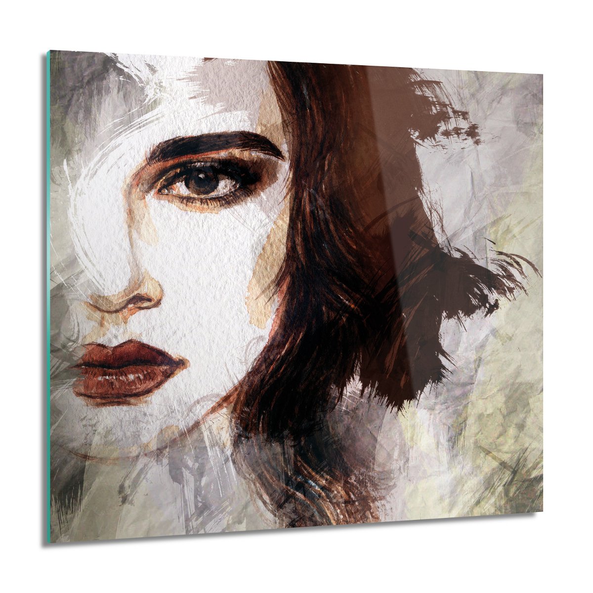 ArtprintCave, Nos oko usta włosy obraz na szkle ścienny, 60x60 cm ...