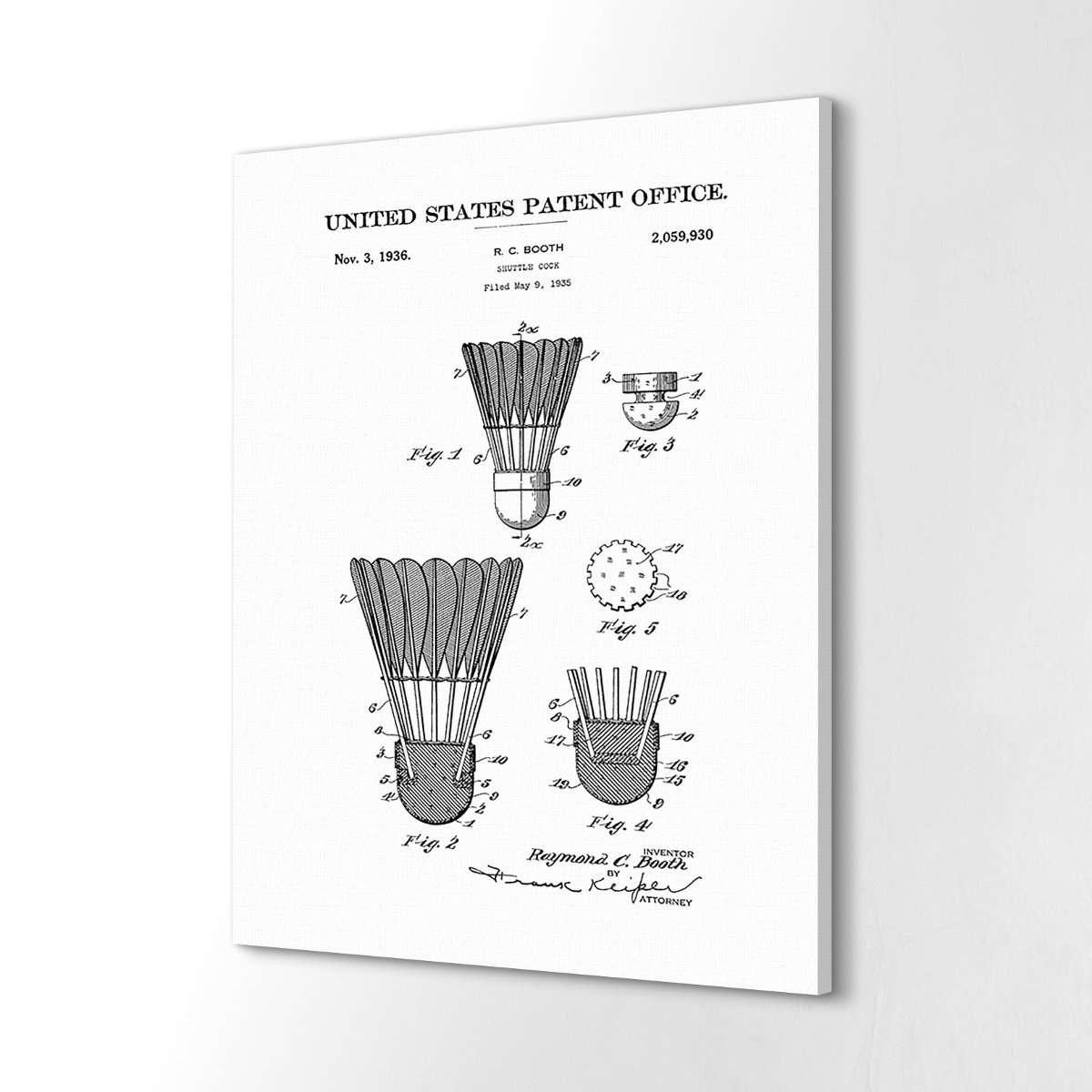 ArtPrintCave, Obraz canvas 60x80 cm Lotka badminton projekt szkic ...
