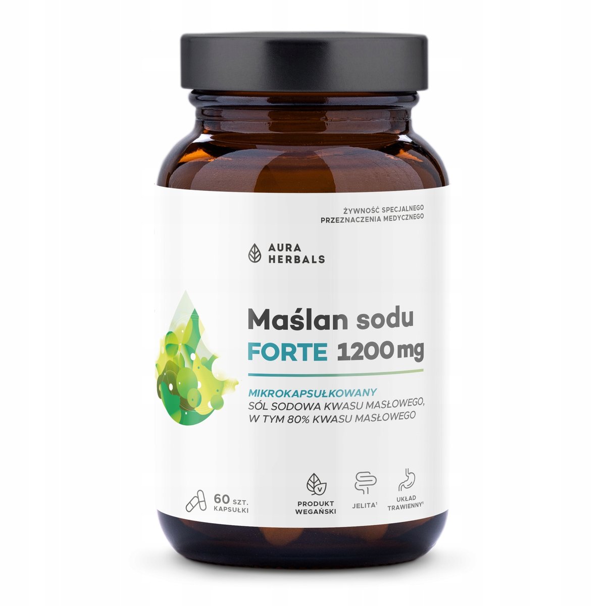 Aura Herbals Maślan Sodu Forte 1200 mg 60 kaps Układ Pokarmowy Jelita ...