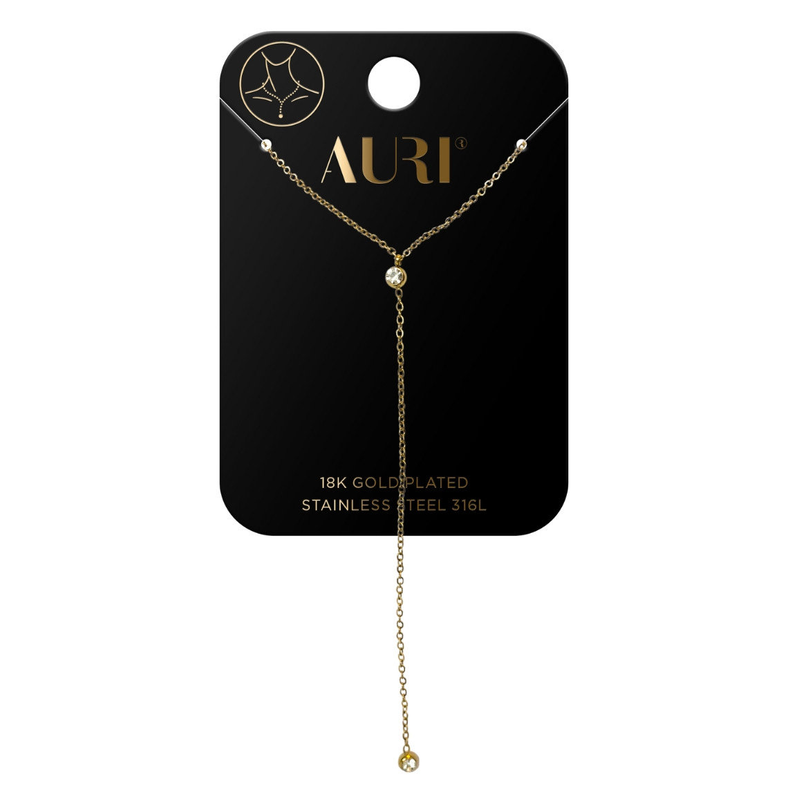 Auri, Naszyjnik, Krawatka i 2 cyrkonie - Auri | Moda Sklep EMPIK.COM