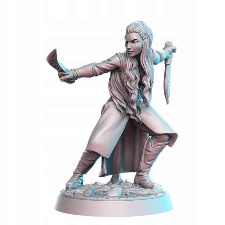 Aurielle Elfka łotrzyk figurka + podstawka do DND D&D 3D druk 12k mini ...