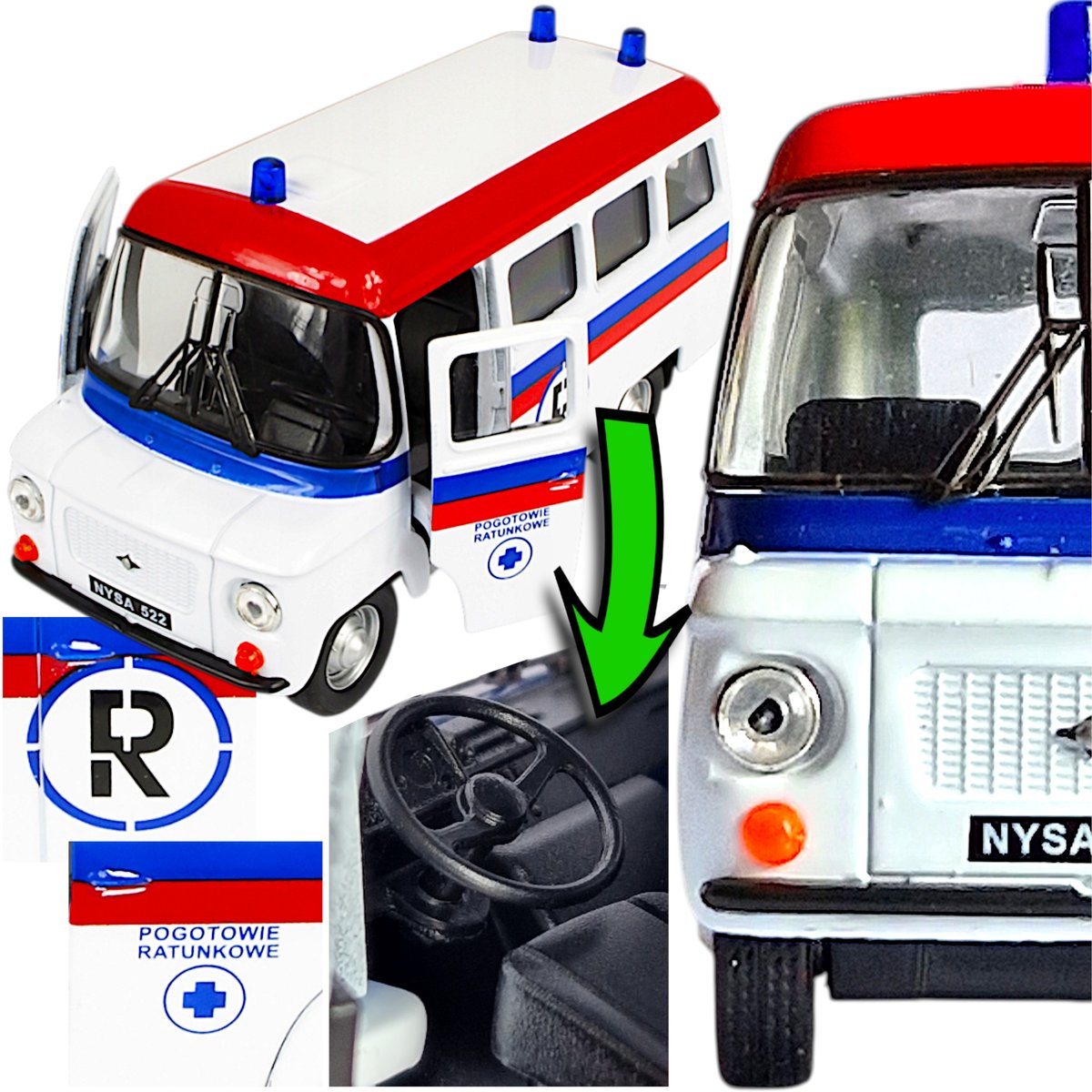 Auto Karetka Ambulans Metalowy Fso Nysa 522 Erka Legenda Prl Welly 1:34 ...