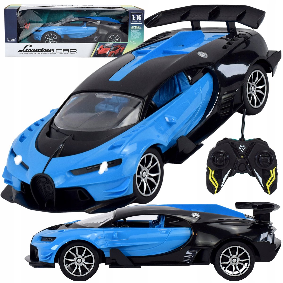 AUTO ZDALNIE STEROWANE NA PILOTA SAMOCHÓD SPORTOWY RC ŚWIATŁA ŚWIECĄ ...