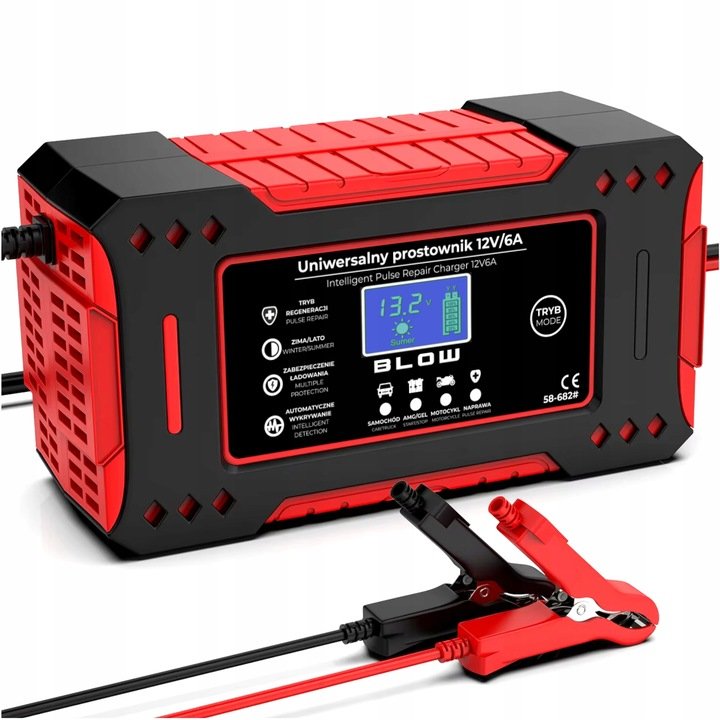 AUTOMATYCZNY INTELIGENTNY PROSTOWNIK ŁADOWARKA AKUMULATORA LCD 12V 6A ...