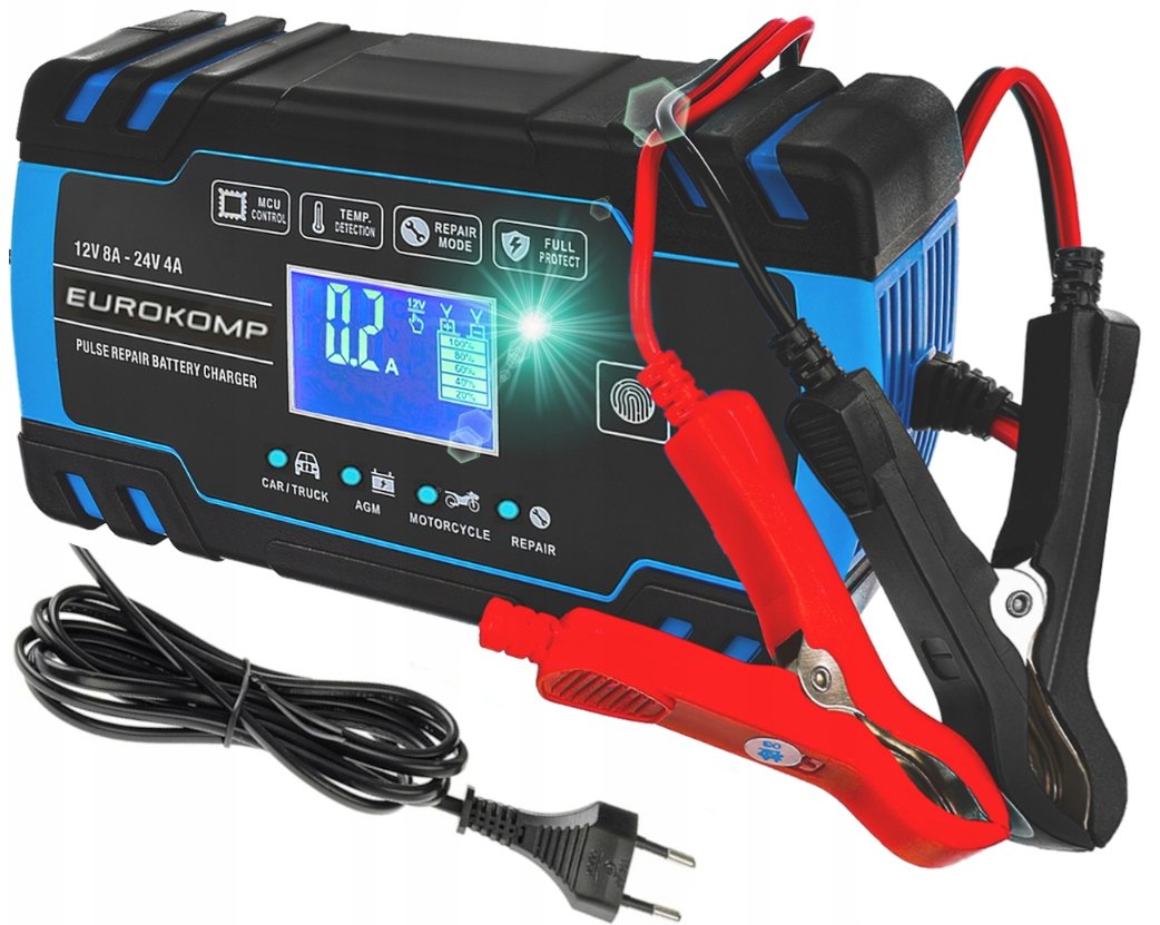 AUTOMATYCZNY INTELIGENTNY PROSTOWNIK ŁADOWARKA DO AKUMULATORA 12V 24V ...