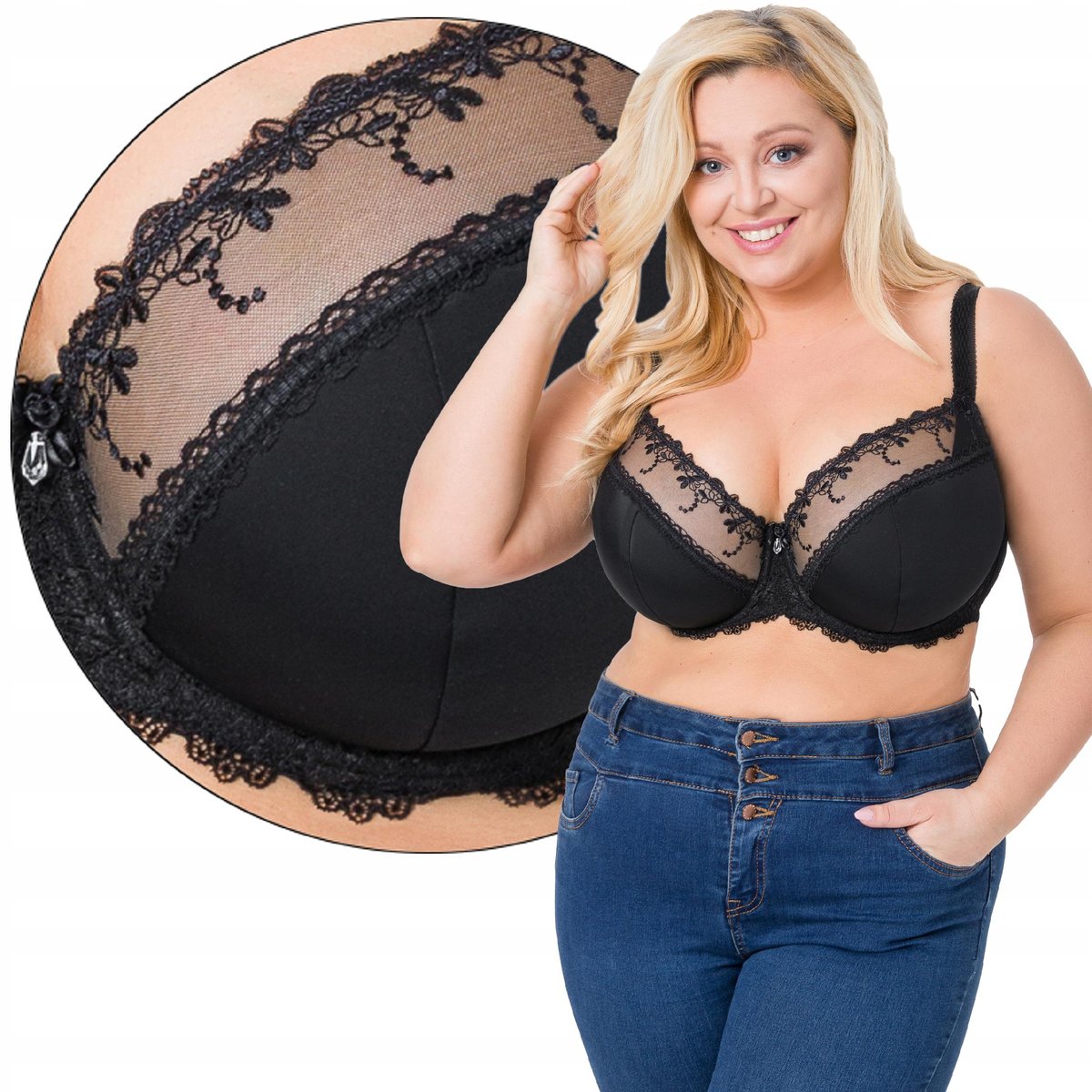 AVA biustonosz MAXI AV-1030 SEMI-SOFT czarny 90G - Inna marka | Moda Sklep EMPIK.COM