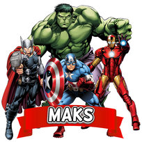 Avengers Opłatek Na Tort Postać XXL 20 CM + Napis Tekst Imię Postacie ...