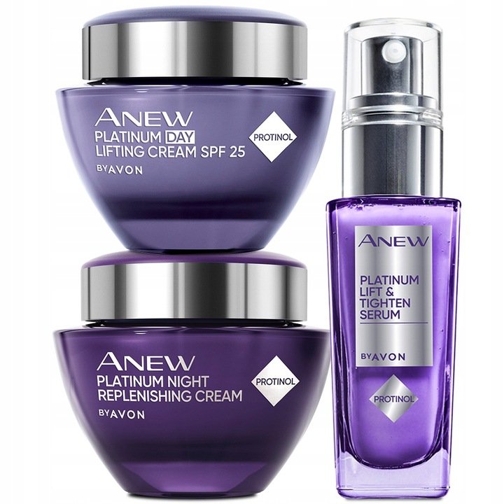 Avon Anew Platinum, Liftingujący zestaw kosmetyków, krem na noc z ...