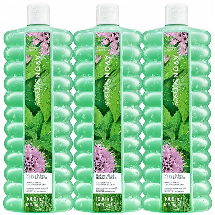Avon Senses, Zestaw, płyn do kąpieli Water Mint Miętowy, 3x1000ml ...