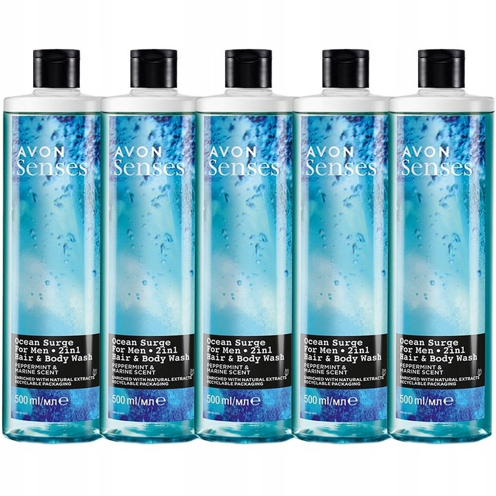 Avon Senses, Zestaw, żel do mycia ciała i włosów 2w1 Ocean Surge ...