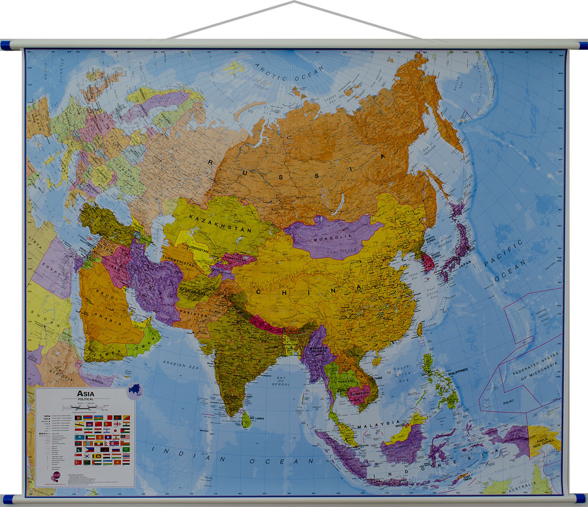 Azja mapa ścienna polityczna 1:11 000 000, Maps International - Maps ...