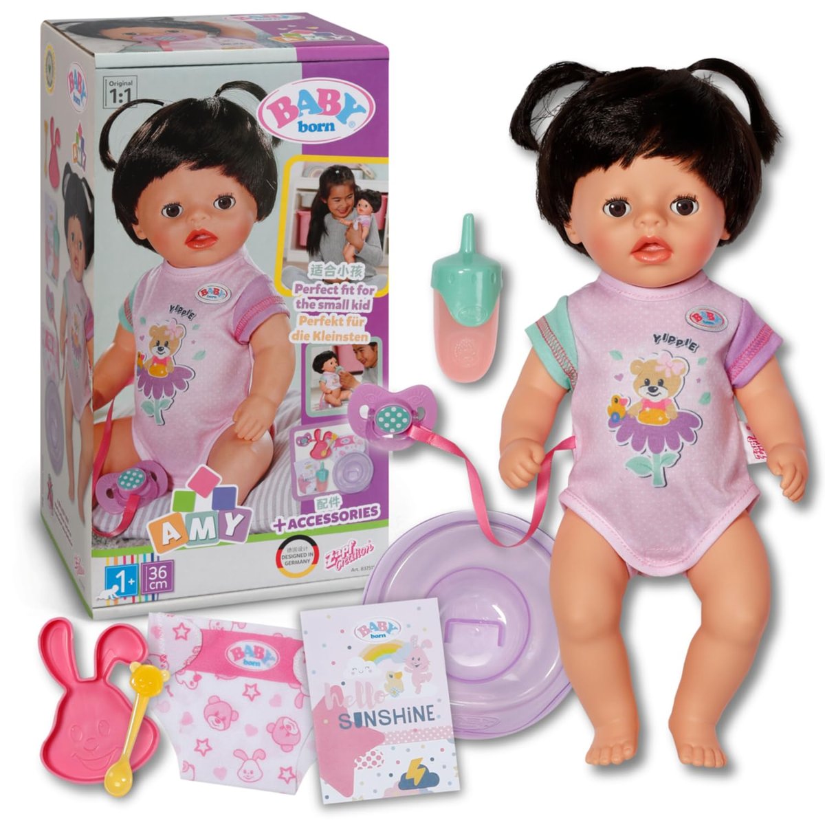 BABY born Amy, lalka niemowlęca z 7 funkcjami dla małych dzieci od 1 ...