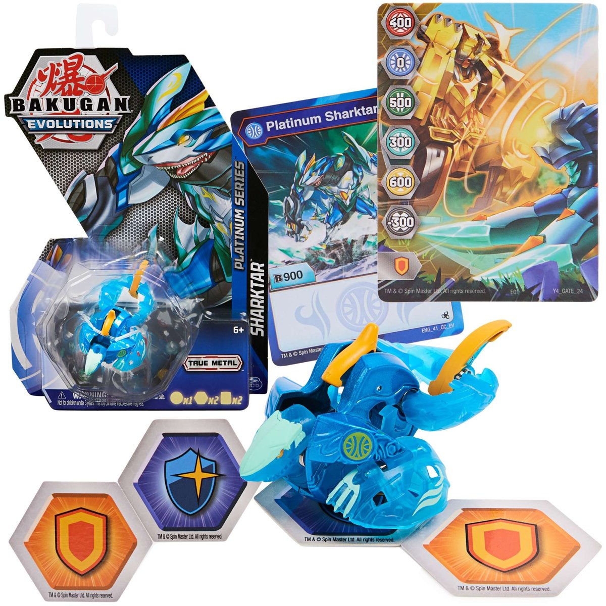Bakugan Evolutions Platinum Series figurka Sharktar + karty - Spin ...