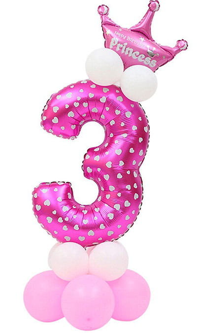 BALON CYFRA 3 ROŻOWA ZESTAW URODZINOWY 14SZT - Towar Na Festyny | Przyjęcia i okazje w Sklepie ...