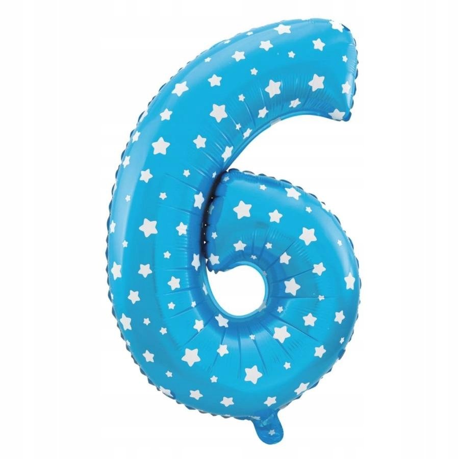 Balon Cyfra 6 Niebieski Balony Urodzinowe Urodziny - PartyPal ...