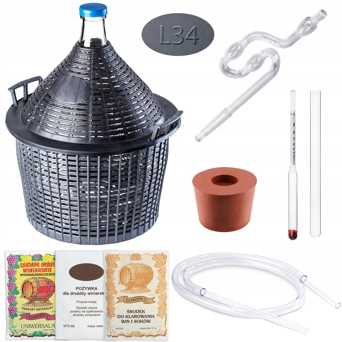 BALON DAMA NA WINO GĄSIOR 34L + KOREK RURKA FERMENTACYJNA ZESTAW ...