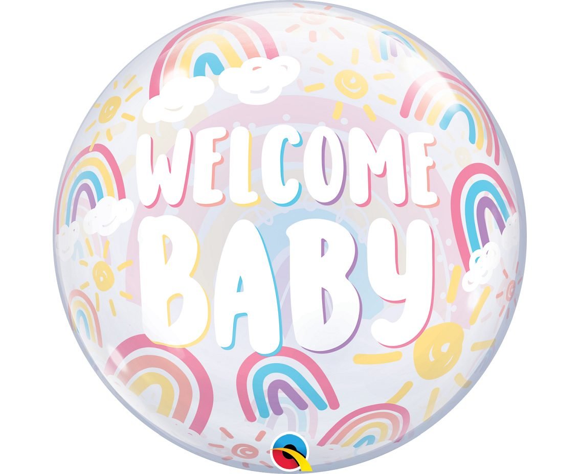 Balon foliowy 22" QL Bubble Poj. "Welcome Baby - Boho Rainbows ...
