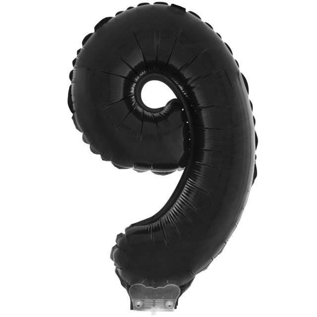 Balon foliowy, cyfra 9, czarny, 40 cm - Funny Fashion | Przyjęcia i ...