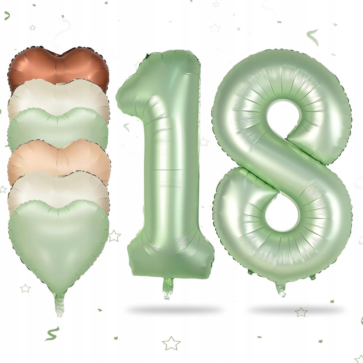 Balon foliowy cyfra numer 18 na osiemnastkę + balony w kształcie ...