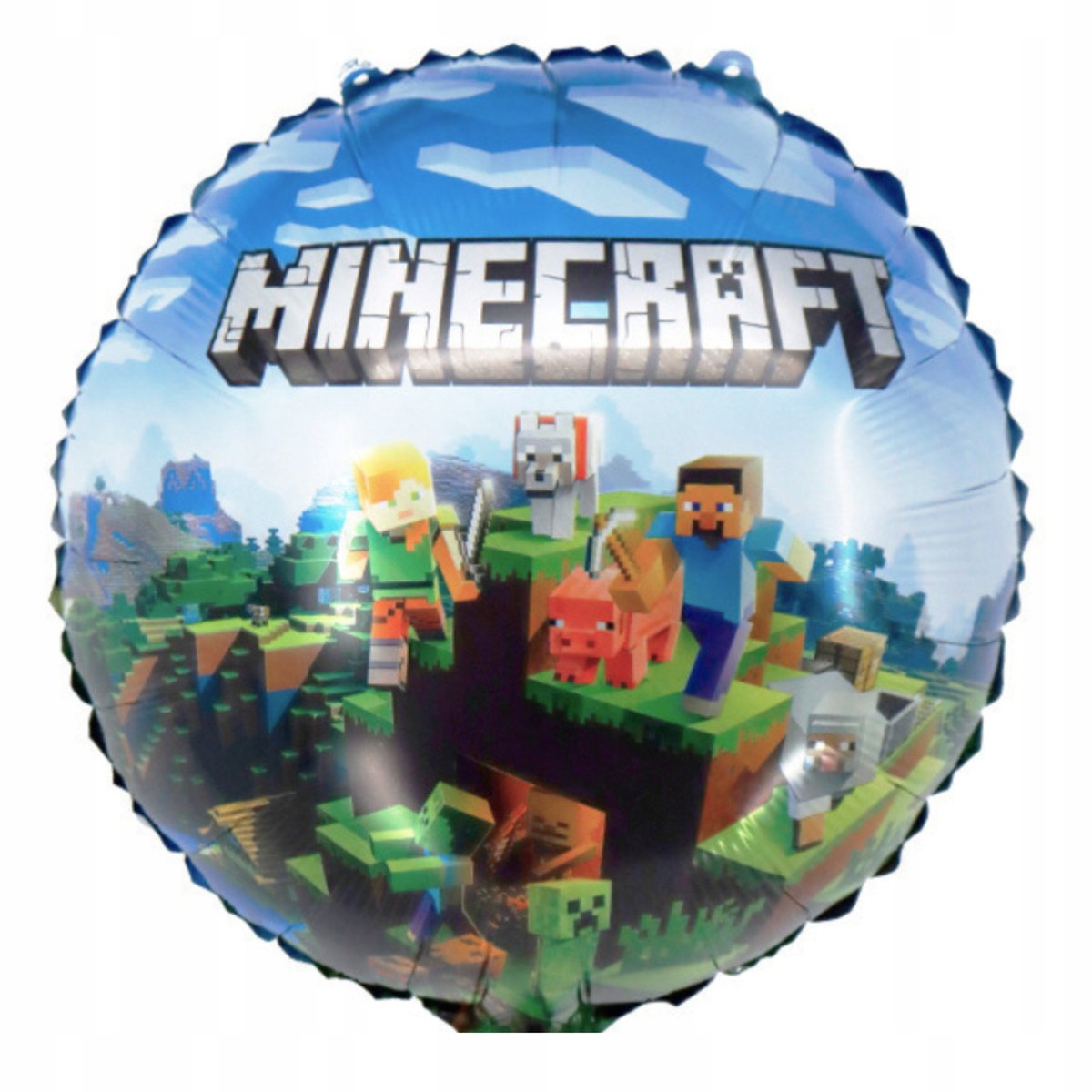 BALON MINECRAFT TNT PIKSELE STEVE GAMINGOWY OKRĄGŁY 45 CM NA HEL ...