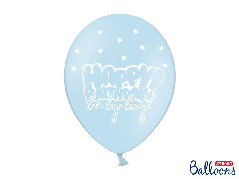 Balony, 30 cm, Happy Birthday, Pastel Baby Blue, 6 sztuk - PartyDeco ...