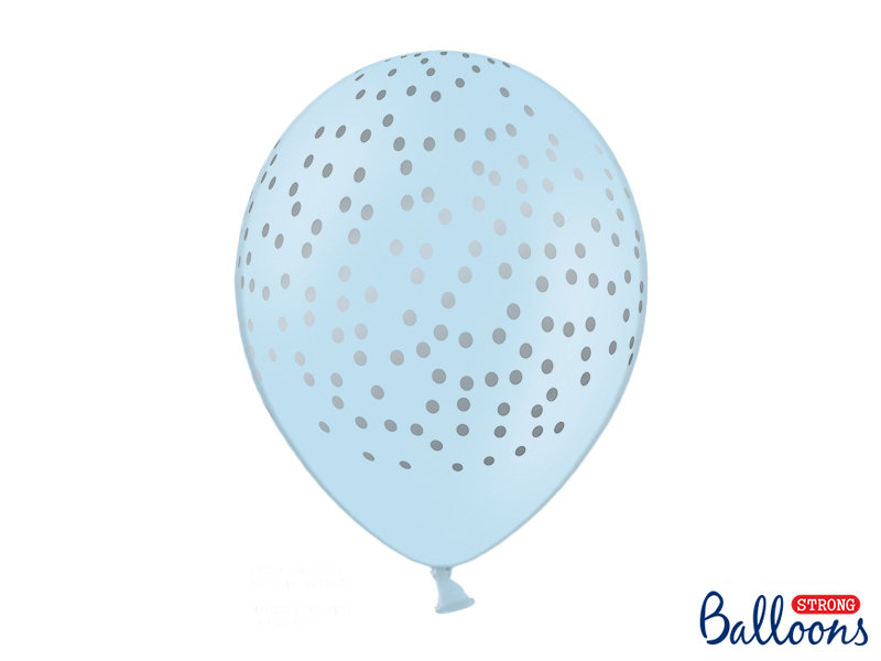 Balony, 30 cm, Kropki, Pastel Baby Blue, 6 sztuk - PartyDeco ...