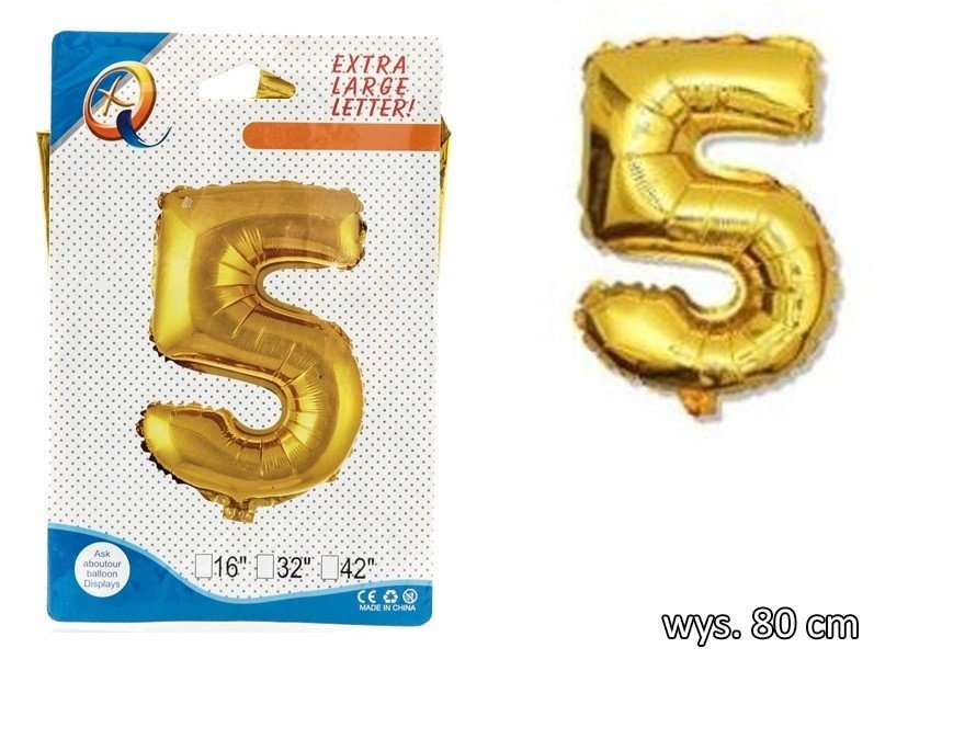 BALONY FOLIOWE CYFERKI BALON FOLIOWY CYFRA 5 80CM - Inna marka ...