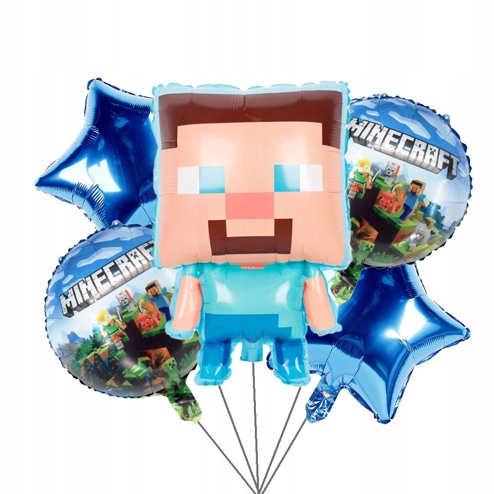 Balony Minecraft foliowy Steve BALON pixel zestaw na urodziny 5 szt ...