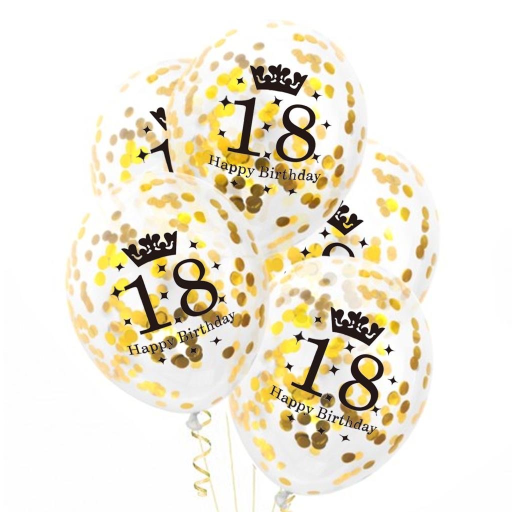 BALONY na 18 Urodziny ze Złotym Konfetti - 10szt - Etnio Craft & Deco ...