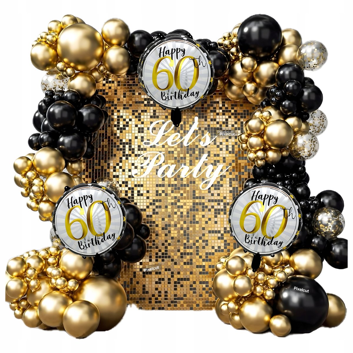 BALONY NA 60 URODZINY GIRLANDA BALONOWA URODZINOWE XXL ZŁOTE CZARNE 134 szt - 4kidsparty ...