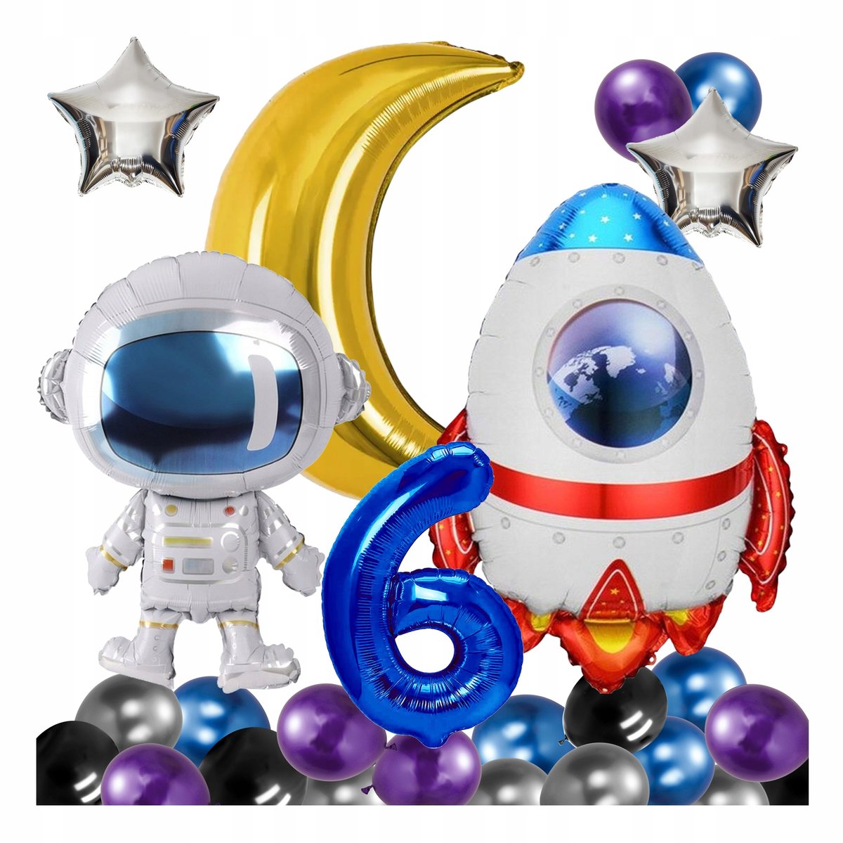 BALONY na urodziny 6 LAT KOSMOS RAKIETA ASTRONAUTA - Inna marka ...