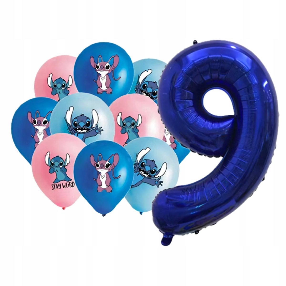 BALONY STICH NA 9 URODZINY ZESTAW BALONÓW LILO I STITCH CYFRA 9 ...