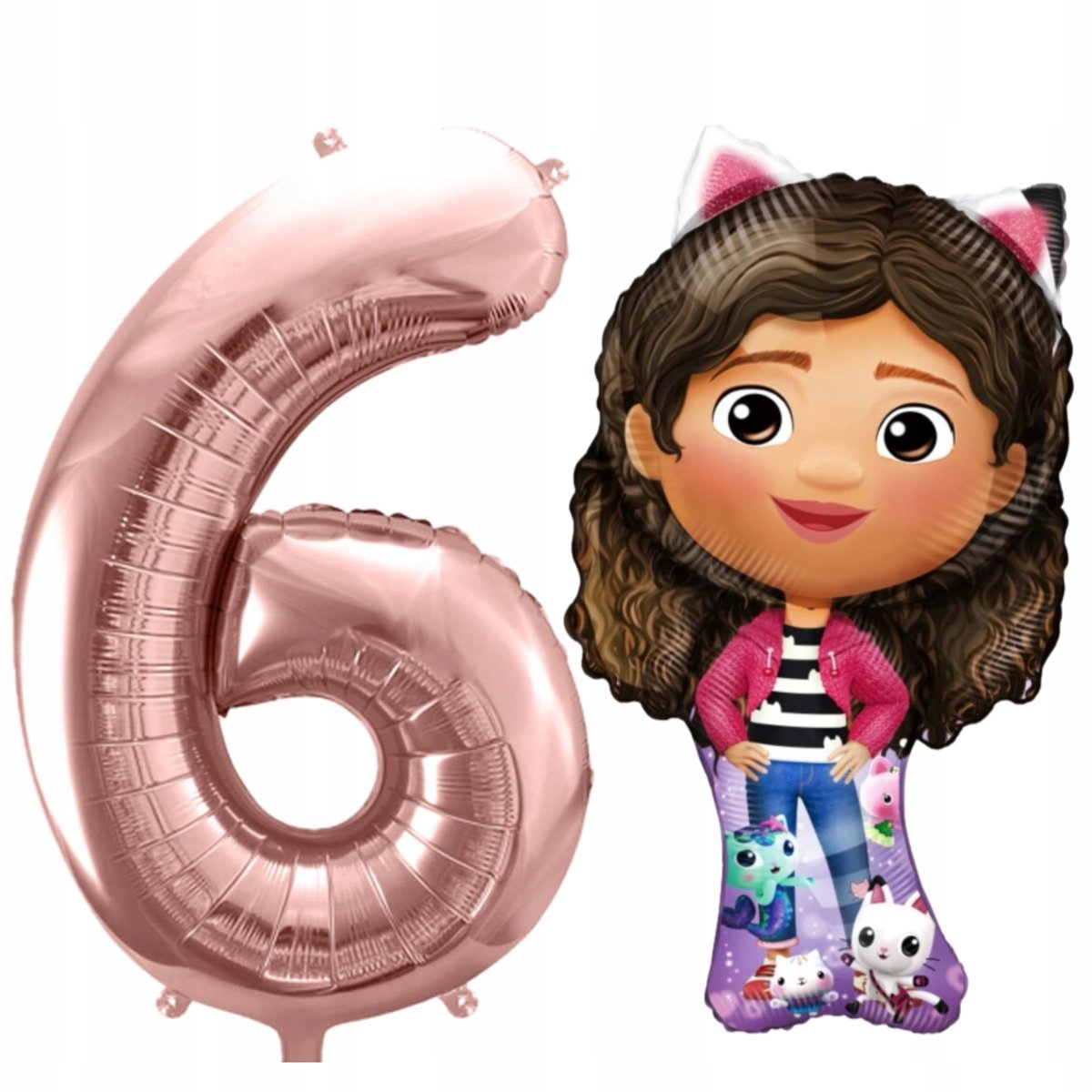 BALONY URODZINOWE KOCI DOMEK GABI BALON GABI 92 CM CYFRA 6 NA URODZINY ...