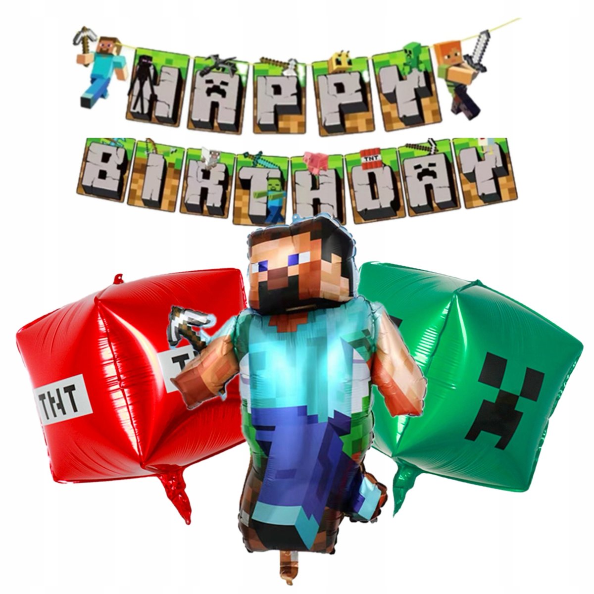BALONY ZESTAW MINECRAFT STEVE NA URODZINY GIRLANDA HAPPY BIRTHDAY TNT - 4kidsparty | Przyjęcia i ...