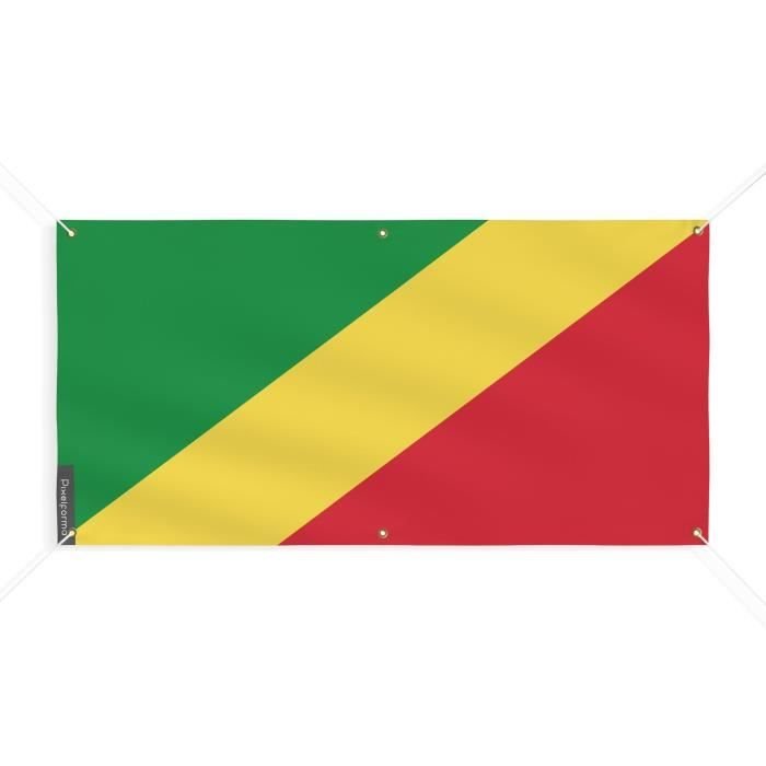 Baner Flaga Republiki Konga 6 oczek 80x160 cm, wykonany z poliestru ...