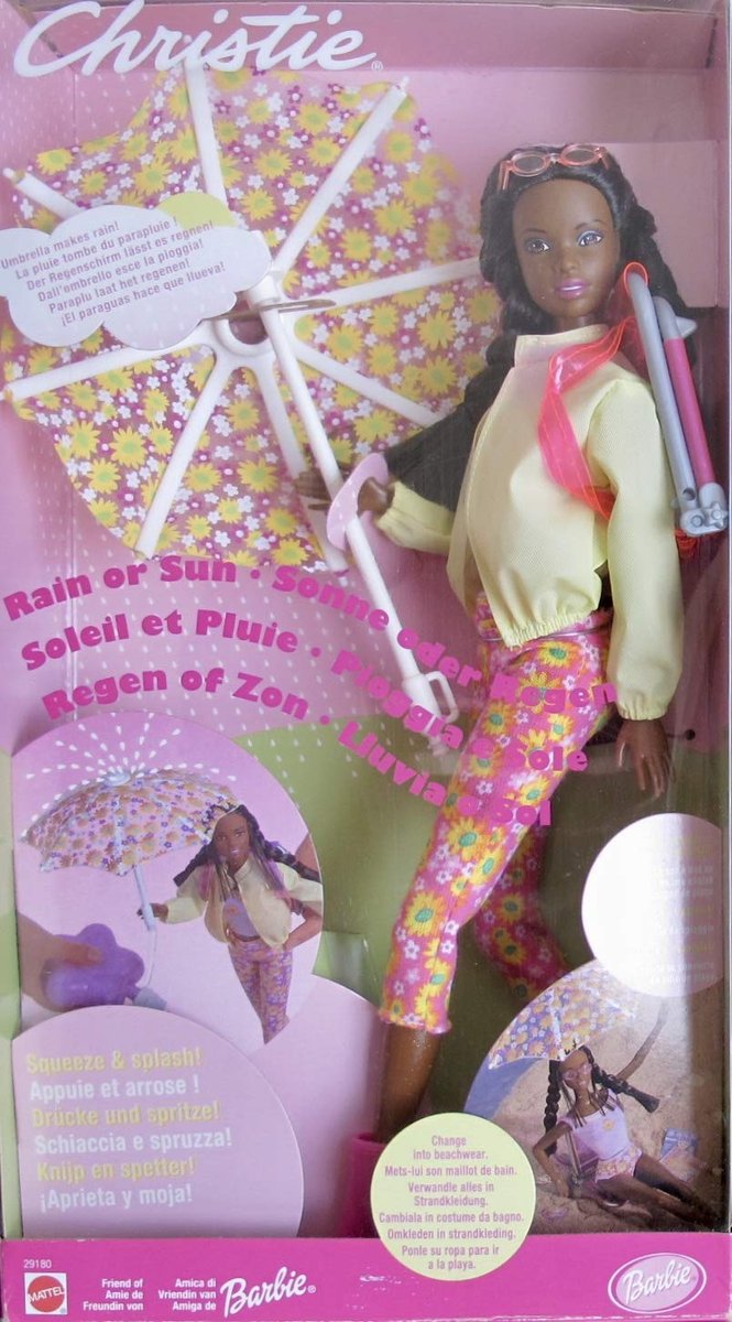 Barbie CHRISTIE RAIN OR SUN DOLL AA w 'RAIN" Produkcja PARASOLA ...