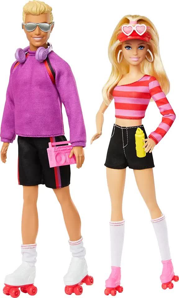 Barbie i Ken na Wrotkach Zestaw + 6 AKCESORIÓW 65 LAT HXK90 - Barbie ...