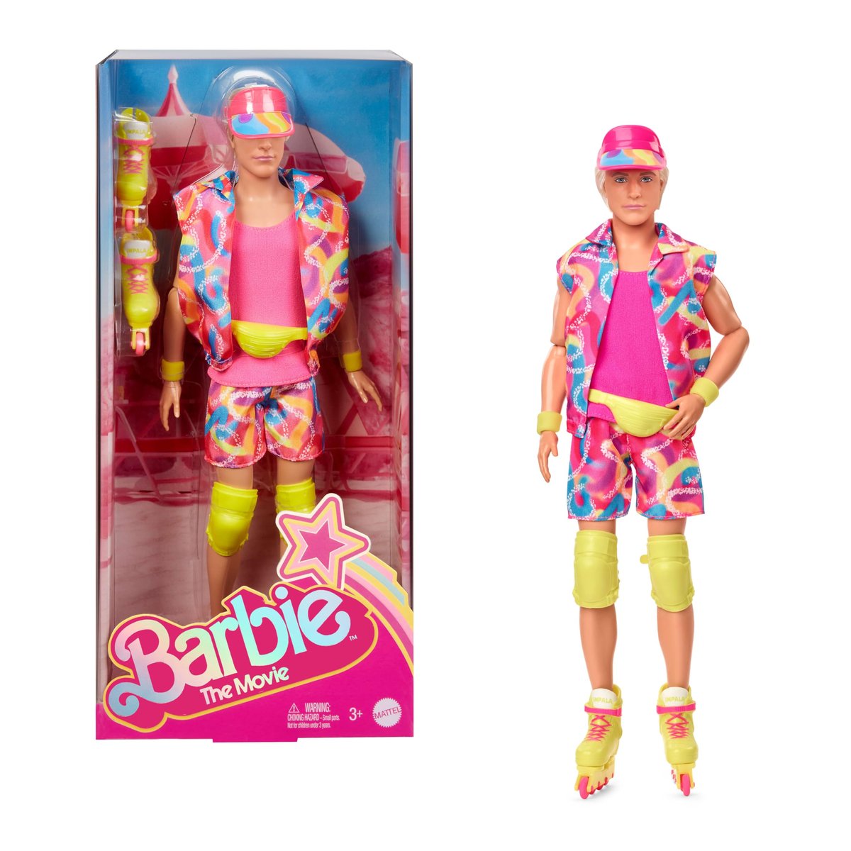 Barbie Ken na rolkach Lalka filmowa w kolorowym stroju retro, JBJ51 ...
